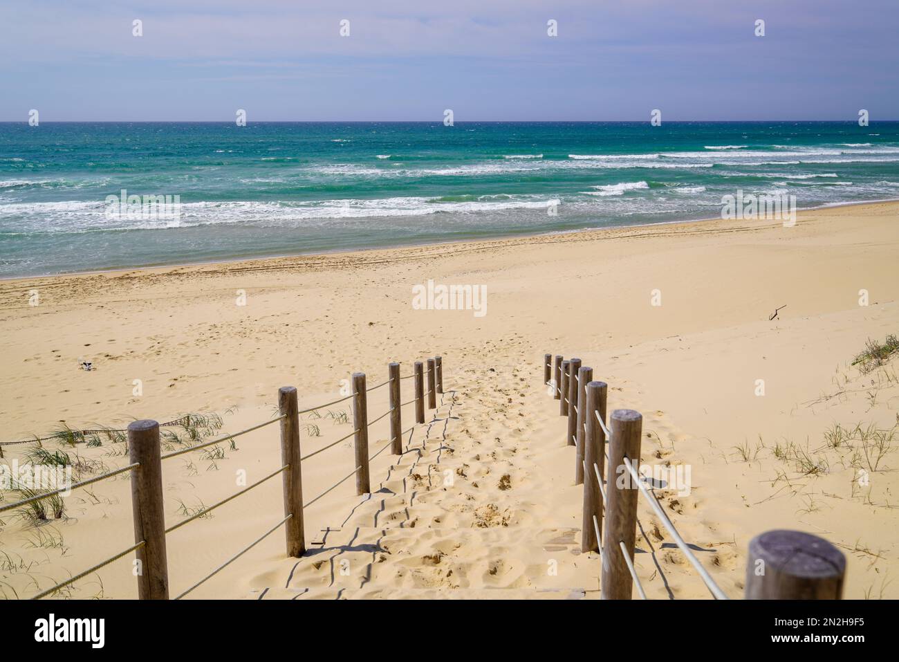 pathway dune access to sand beach in La jenny Beach near Lege cap ...