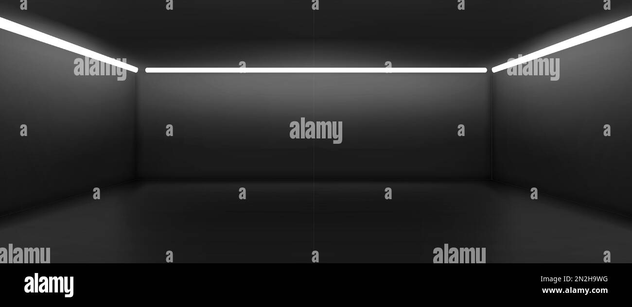 Abstract empty concrete room with led light illumination. Realistic ...