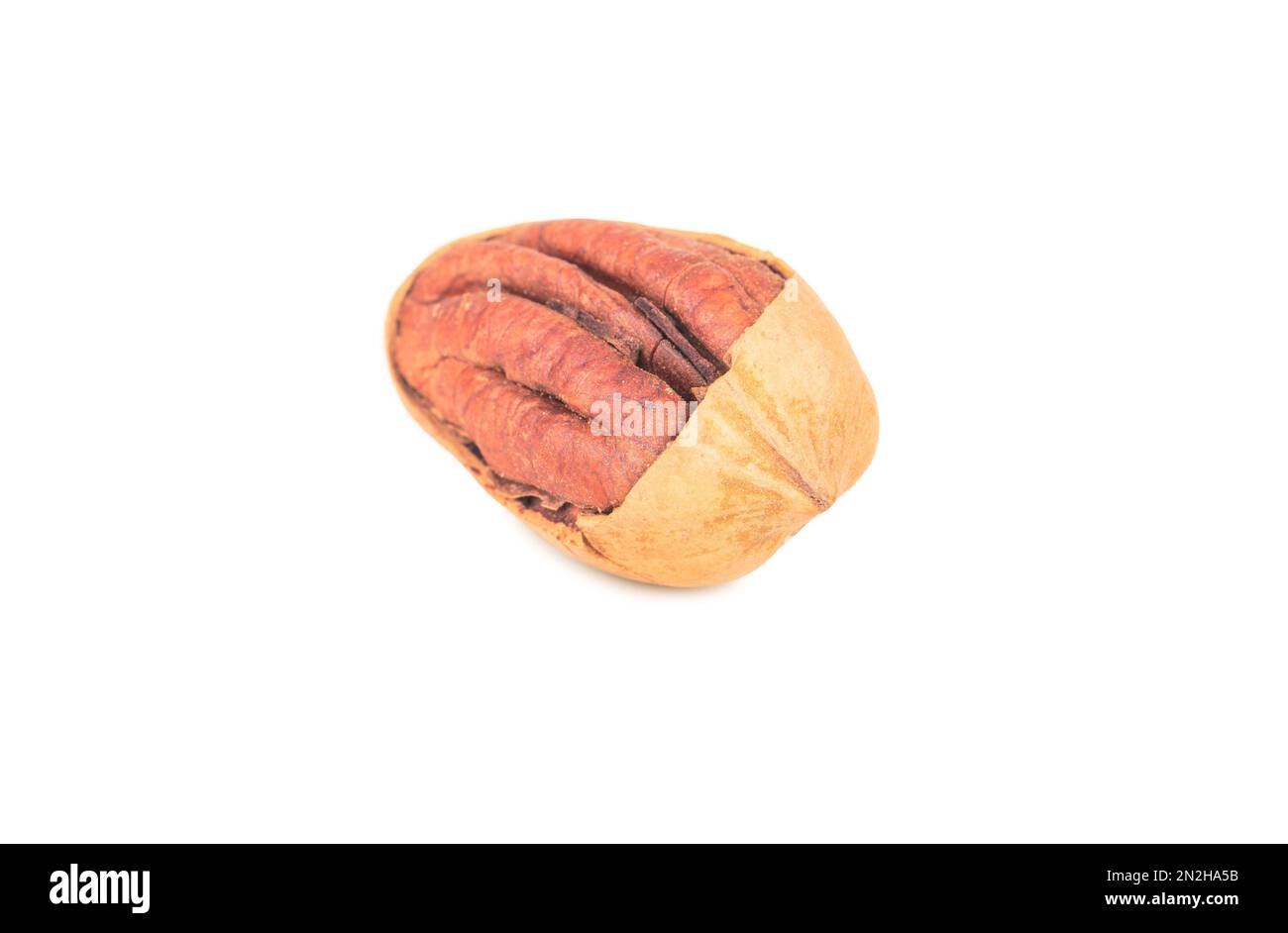 Pecan nut with broken shell isolated on white background Stock Photo ...