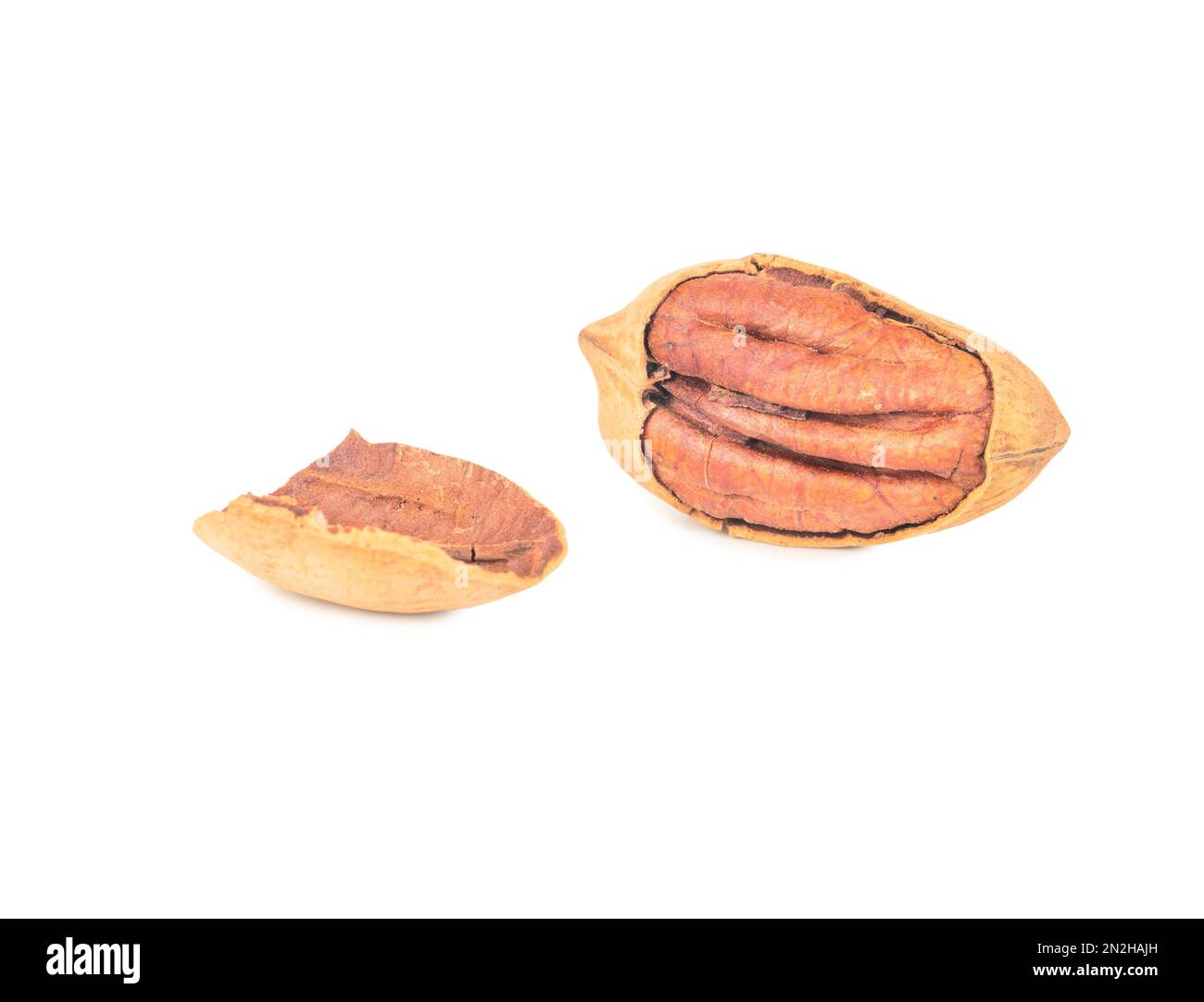Pecan nut with broken shell isolated on white background Stock Photo ...