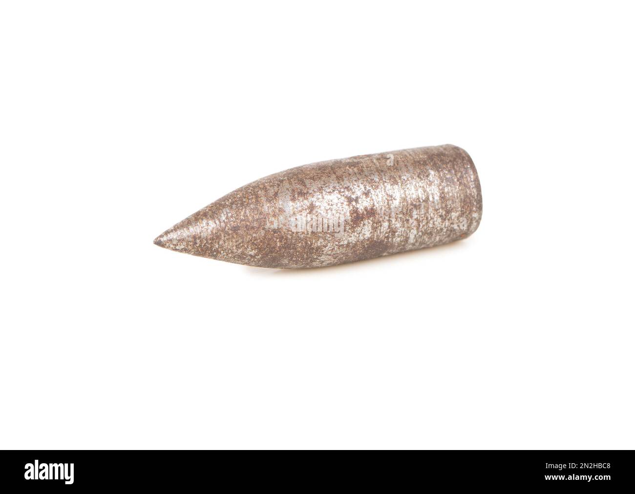 Rusty bullet from weapon isolated on white background Stock Photo - Alamy