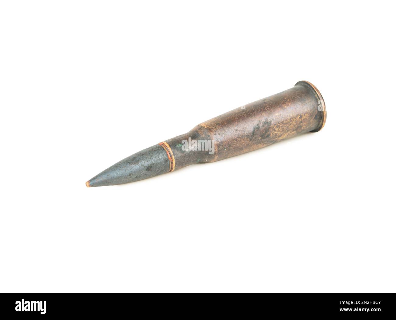 Old cartridge from the AK 47 assault rifle insulated on a white ...