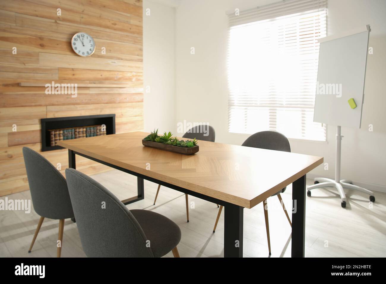 Modern meeting room interior with large table and chairs Stock Photo ...