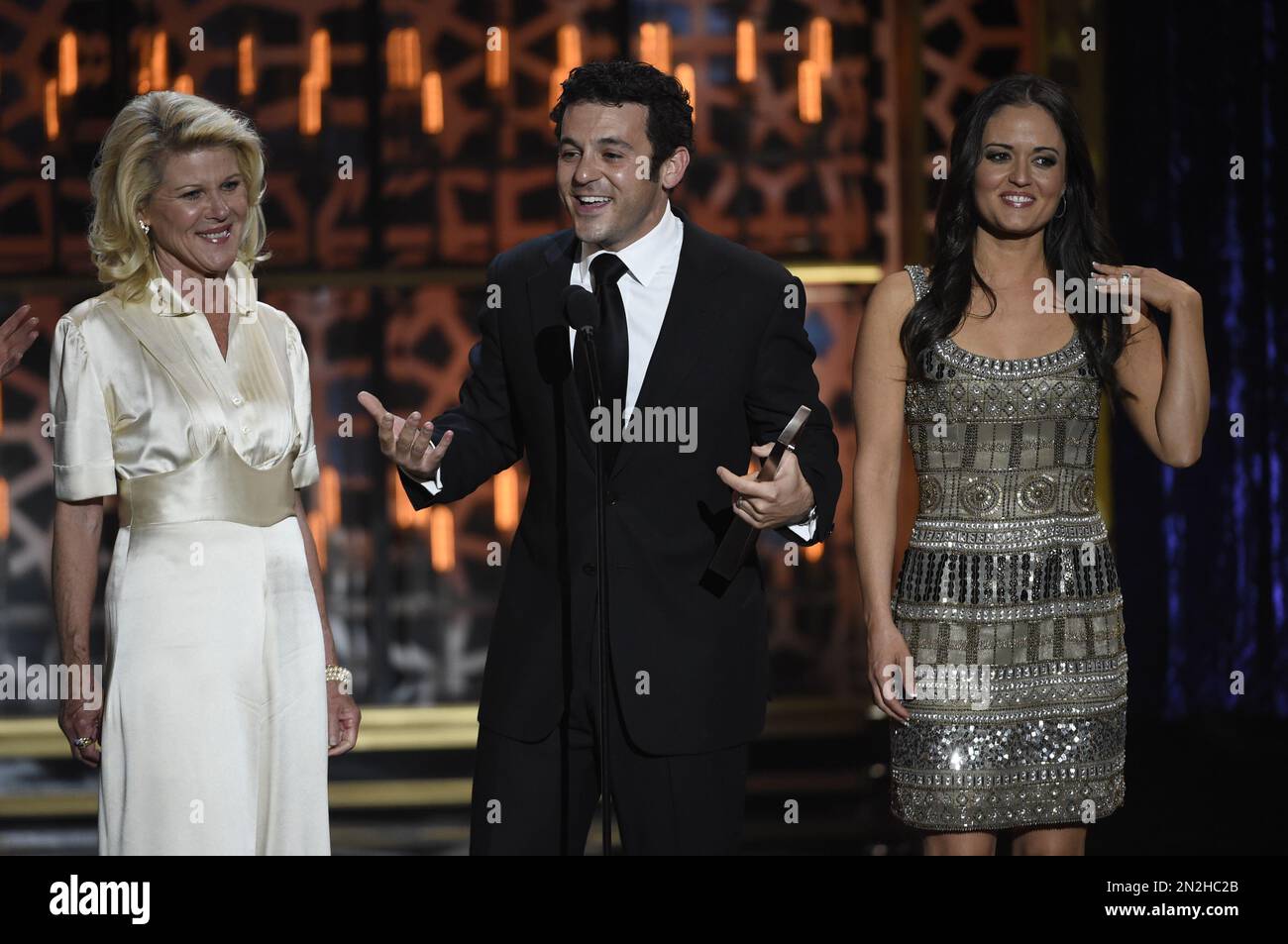Alley Mills, and from left, Fred Savage and Danica McKellar accept the ...