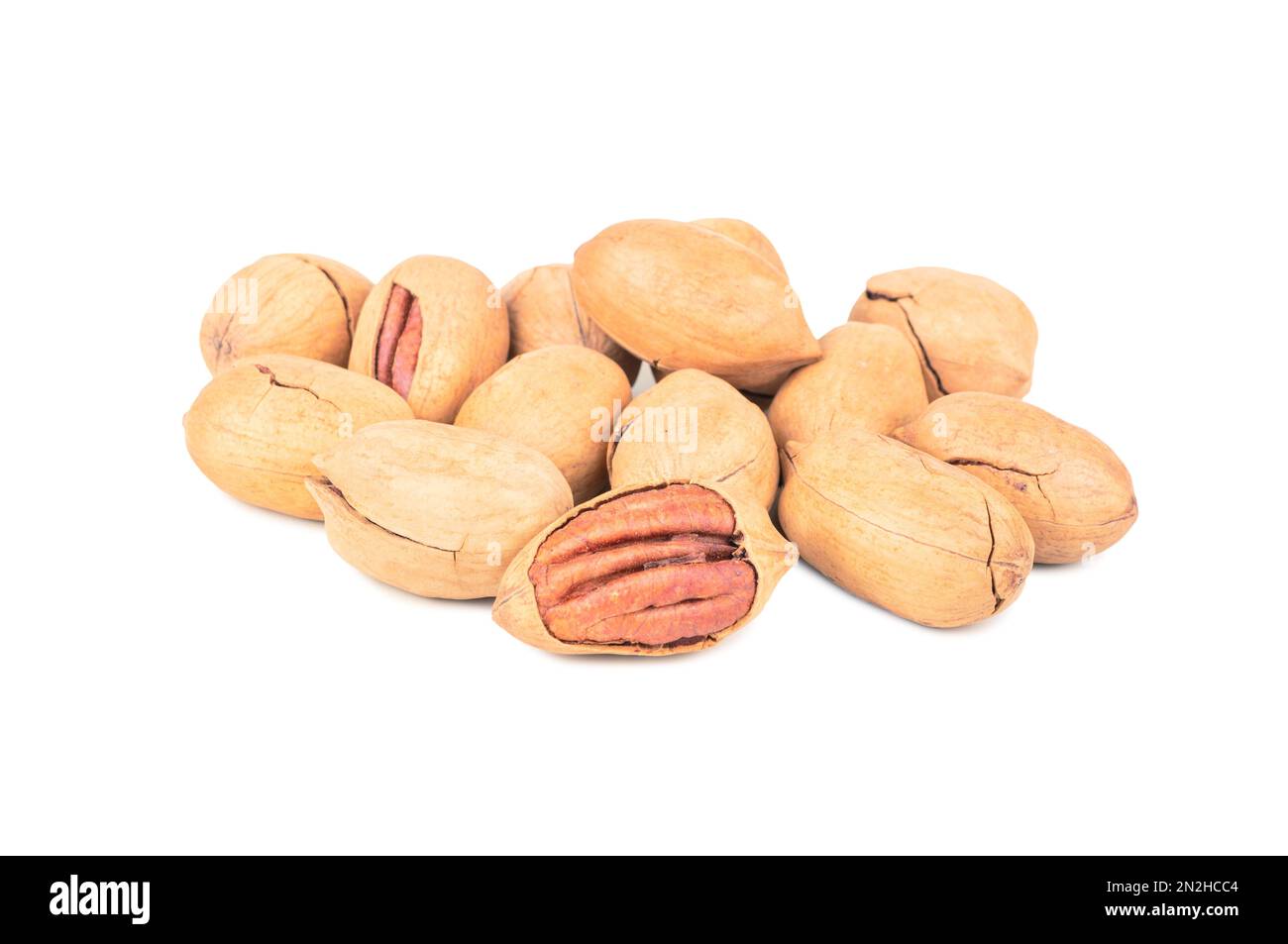 Bunch of organic pecans in shell on white background Stock Photo - Alamy
