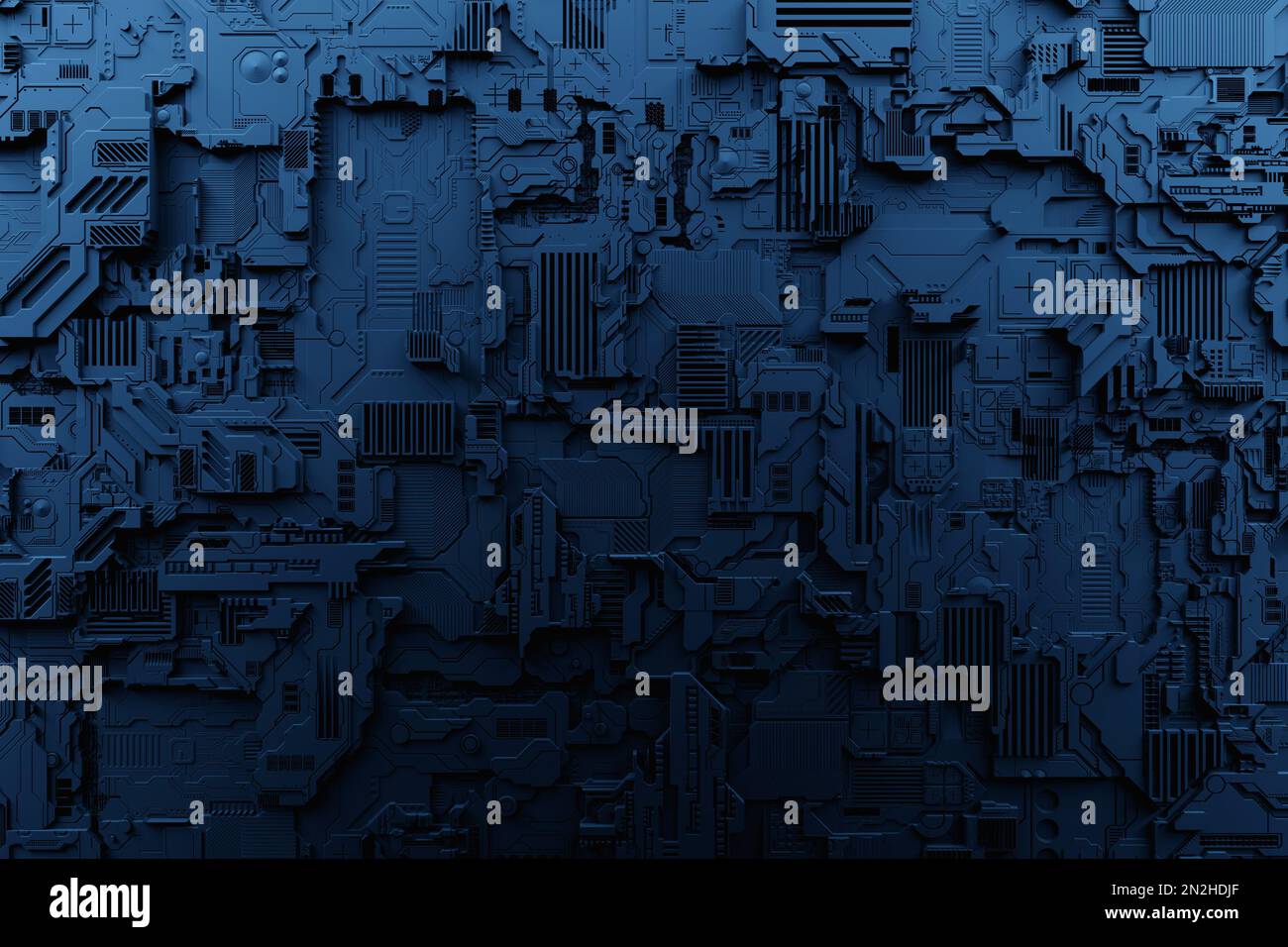 3D illustration of the Close up of the black cyber armor on neon lights ...