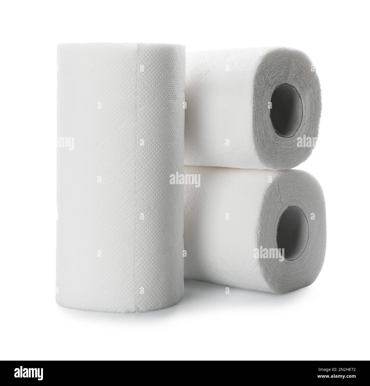 Rolls of paper tissues on white background Stock Photo - Alamy