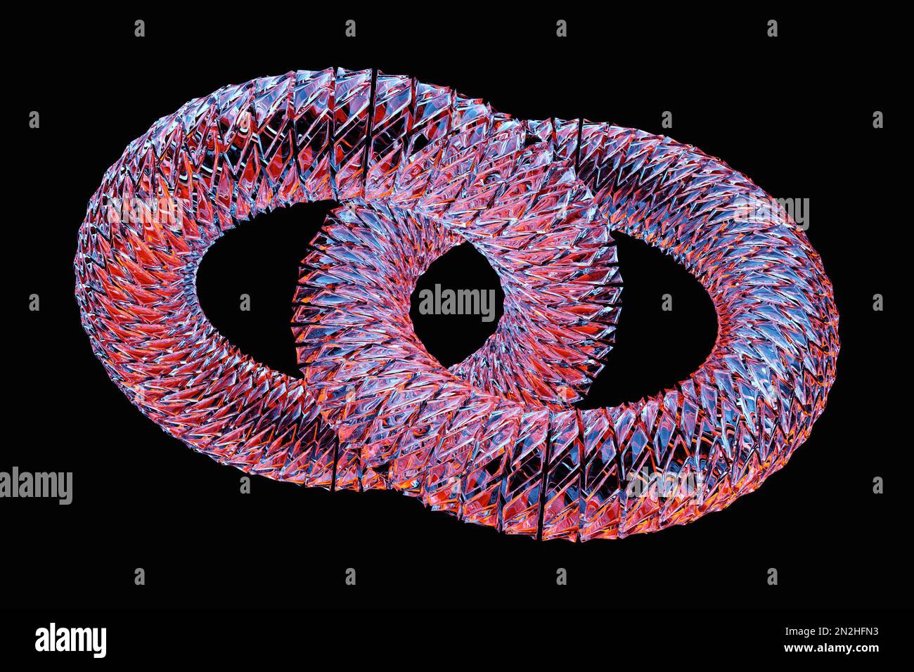 3D illustration of a red torus. Fantastic cell.Simple geometric shapes ...
