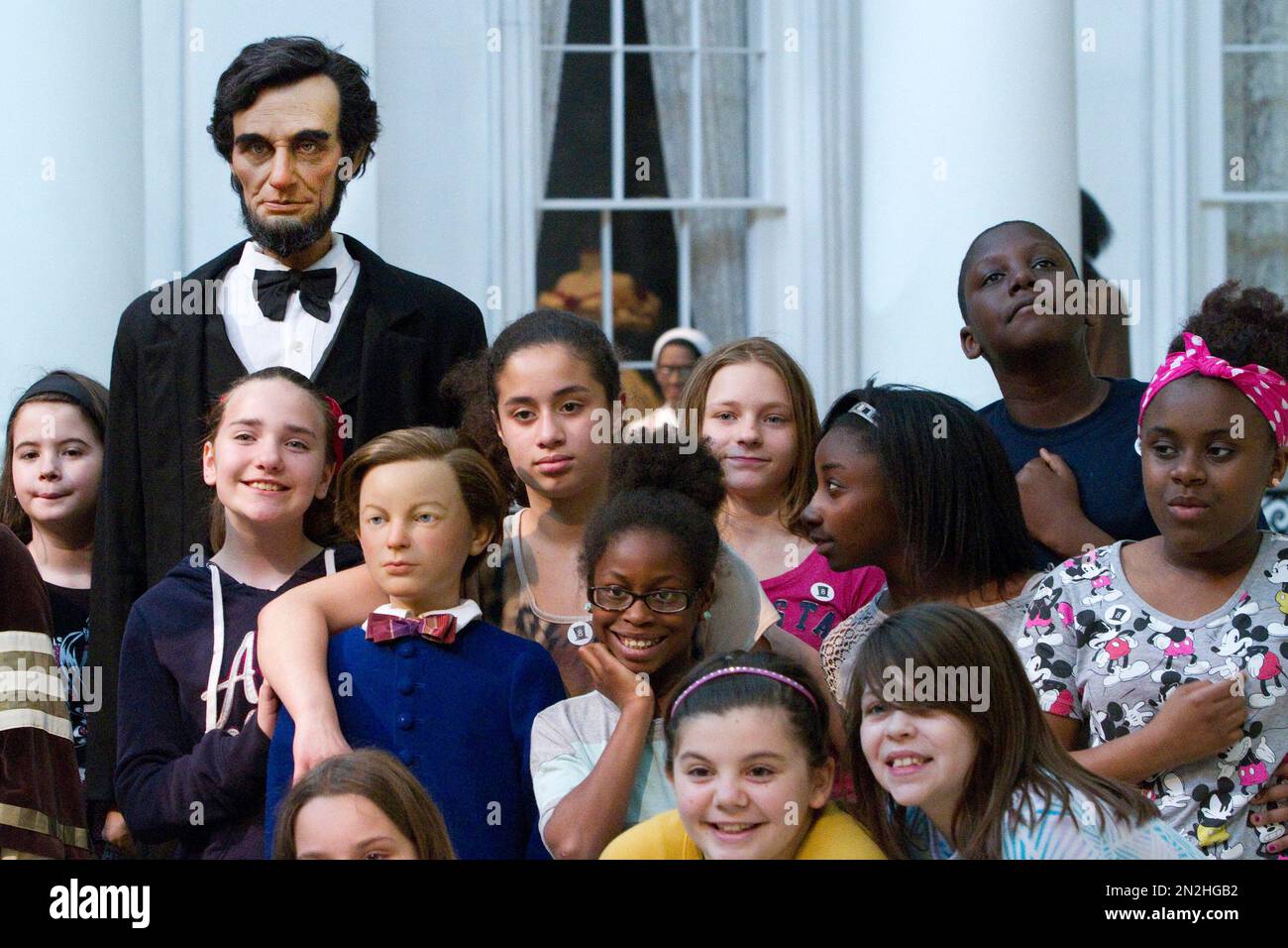 In this Wednesday, April 8, 2015 photo, a group of students from ...