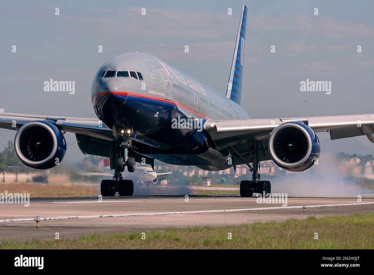A Boeing 777 airplane on road Stock Photo - Alamy