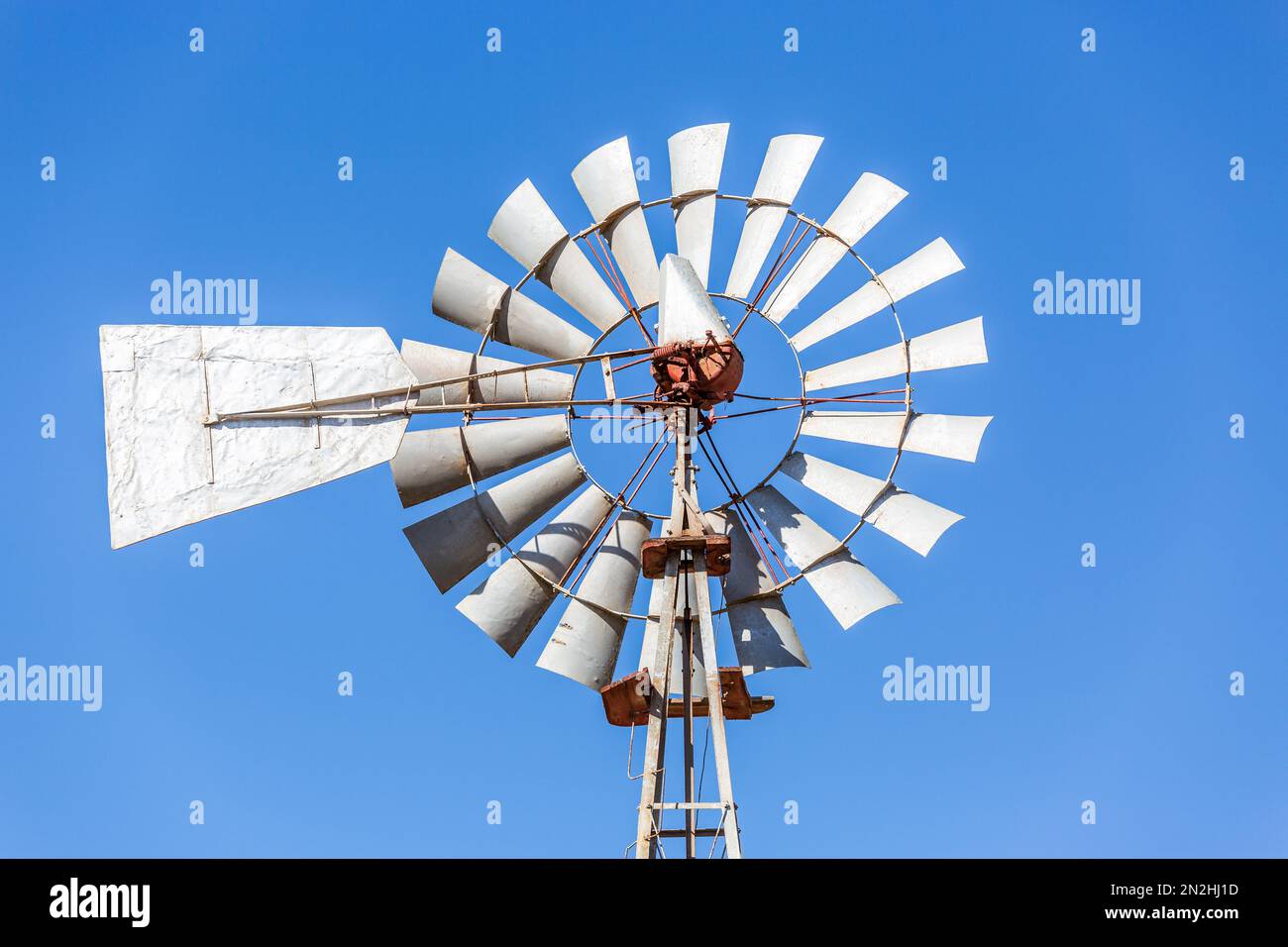 Rotating blades of a wind turbine for pumping water. Fuerteventura ...