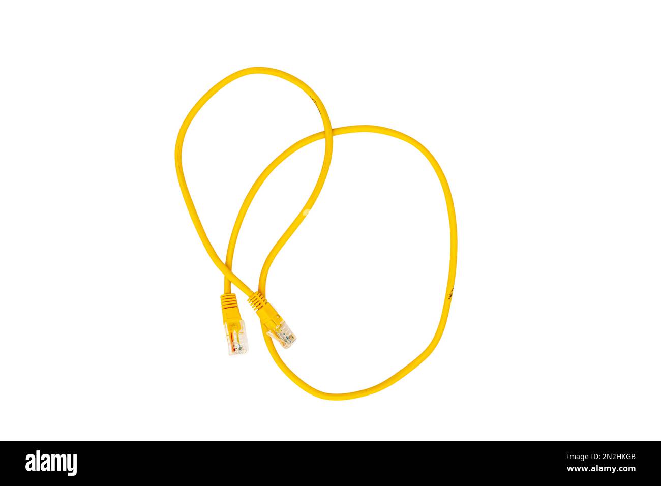 LAN network cable with two side RJ45 plug isolated on white background ...