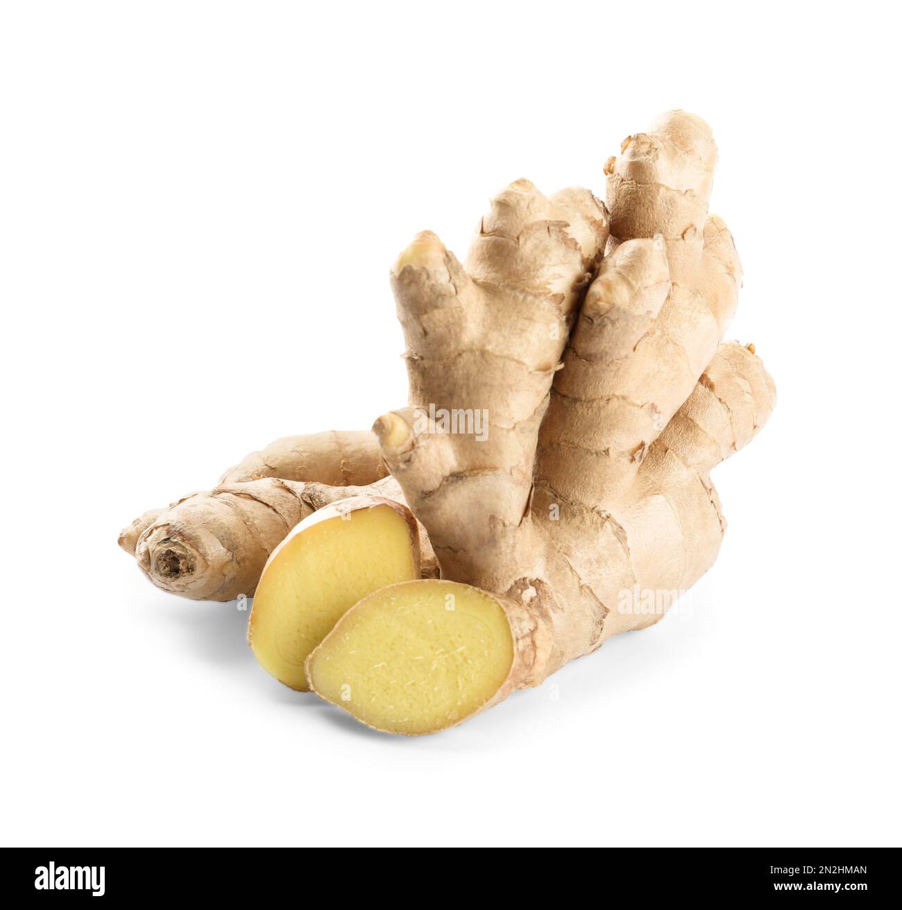 Whole and cut fresh ginger isolated on white Stock Photo - Alamy