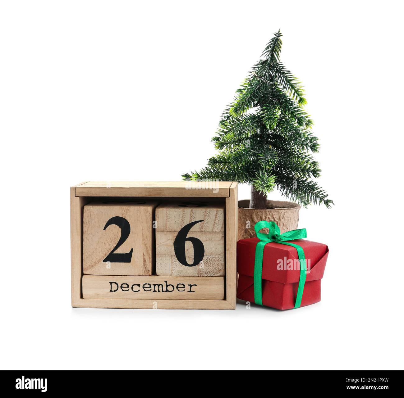 Wooden block calendar with Boxing Day date, gift and decorative ...