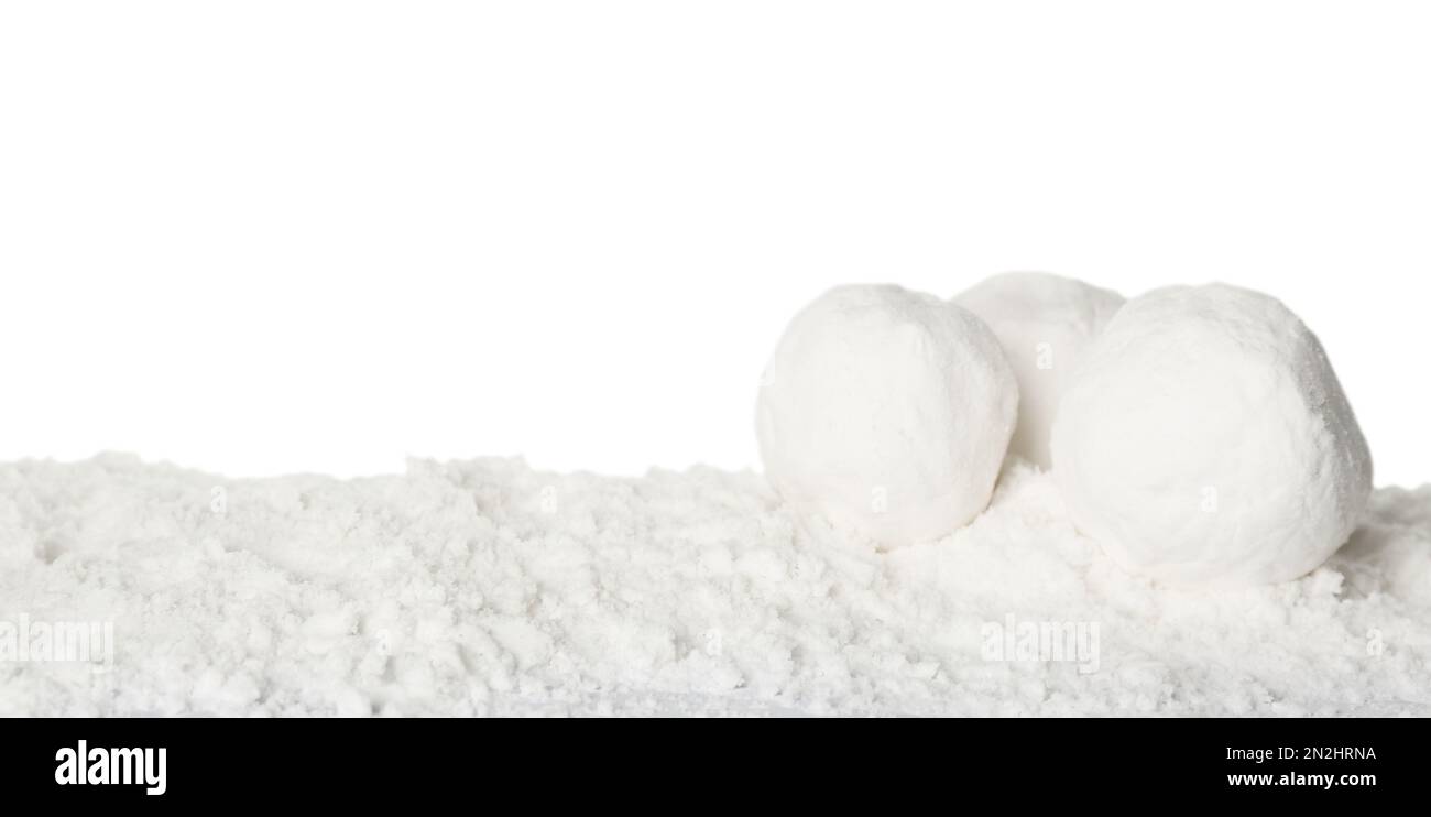 Round snowballs against white background. Space for text Stock Photo ...