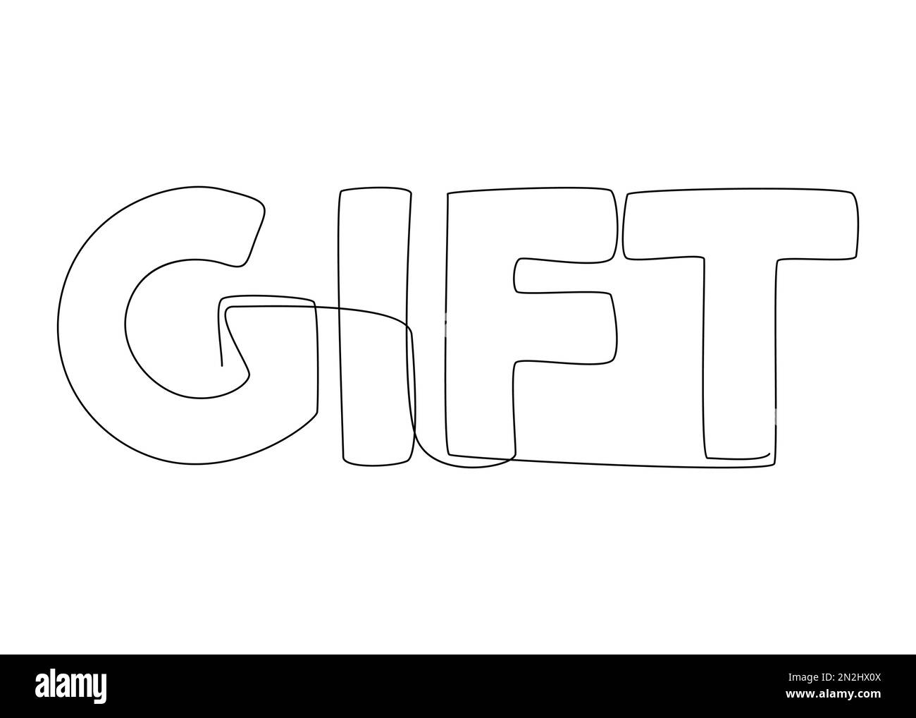 One continuous line of Gift word. Thin Line Illustration vector concept ...