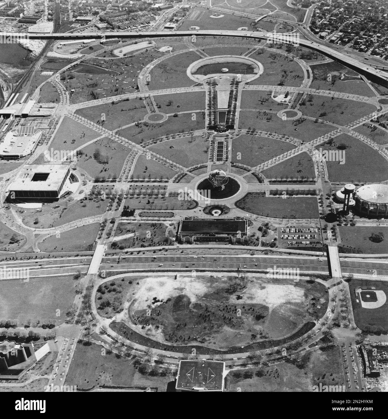 A bird's eye-view of Flushing Meadow Park, former site of the New York ...