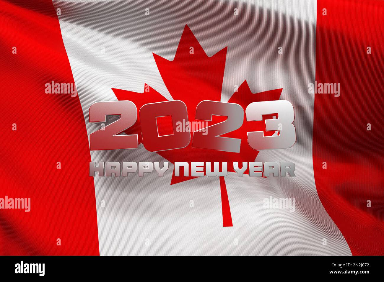 3d illustration of the national flag of Canada with a congratulatory ...