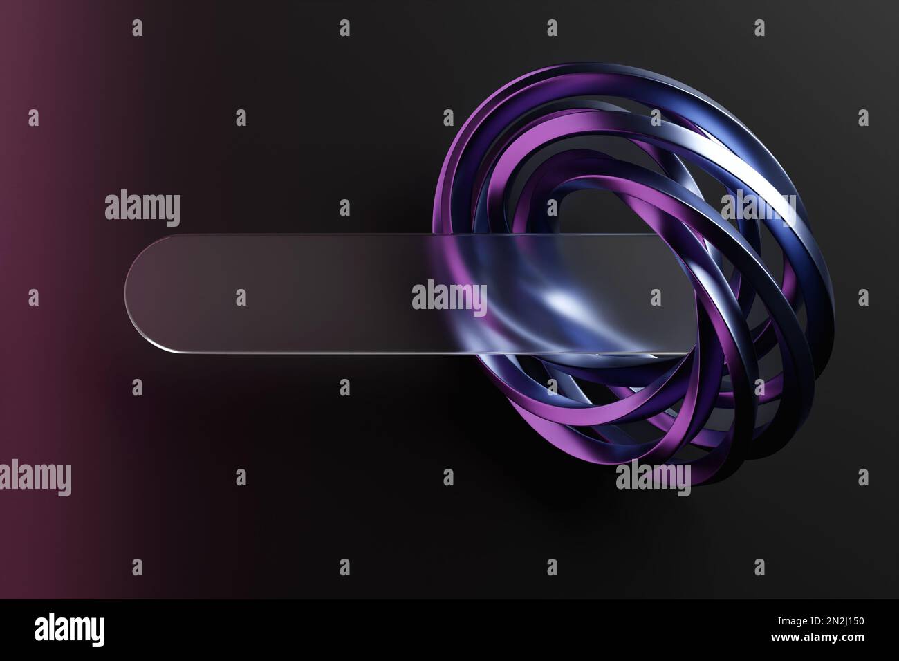 3D rendering purple glowing round fractal, torus, portal on black ...