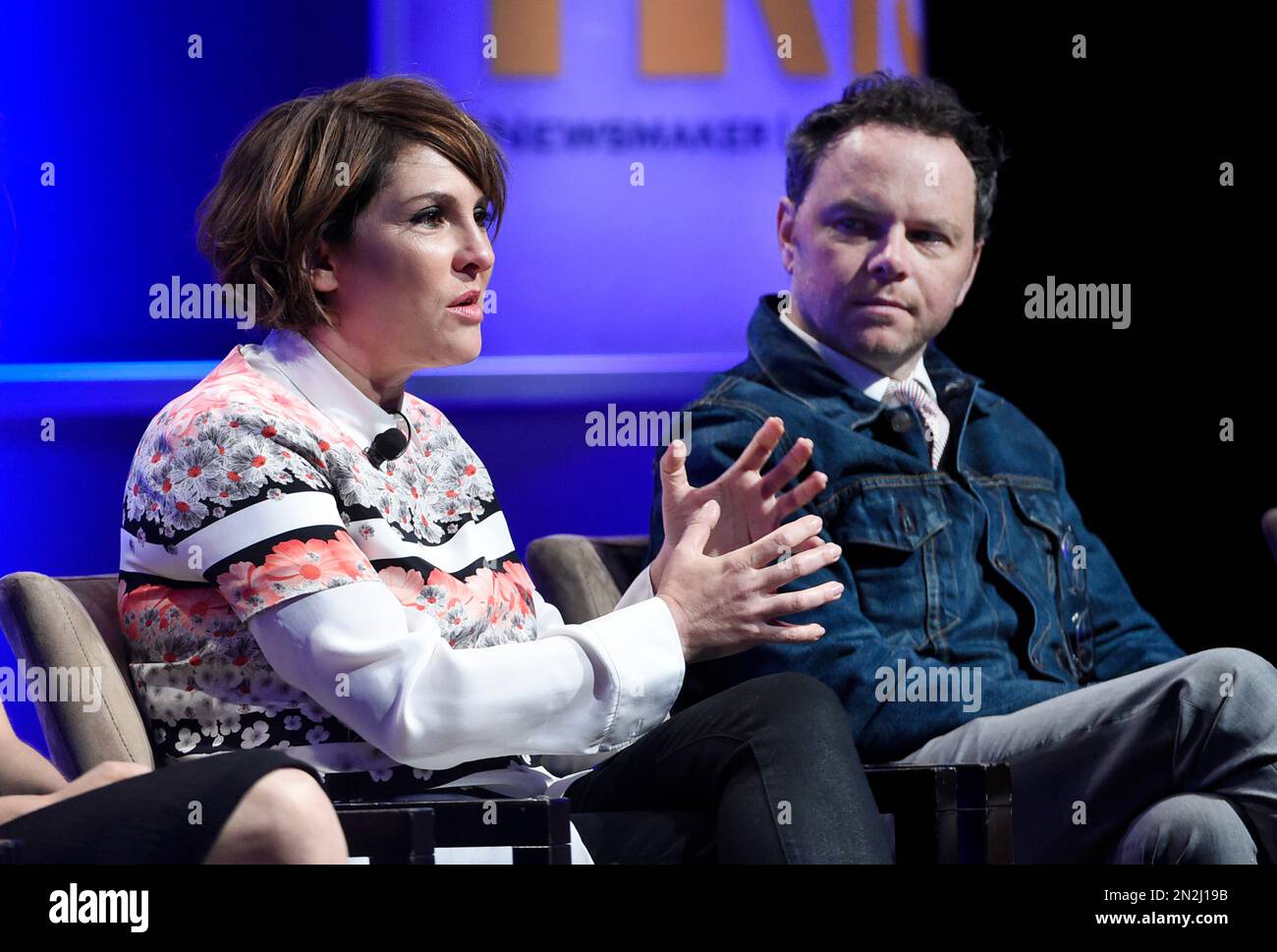 Panelists Jill Soloway, left, and Noah Hawley take part in the 2015 ...