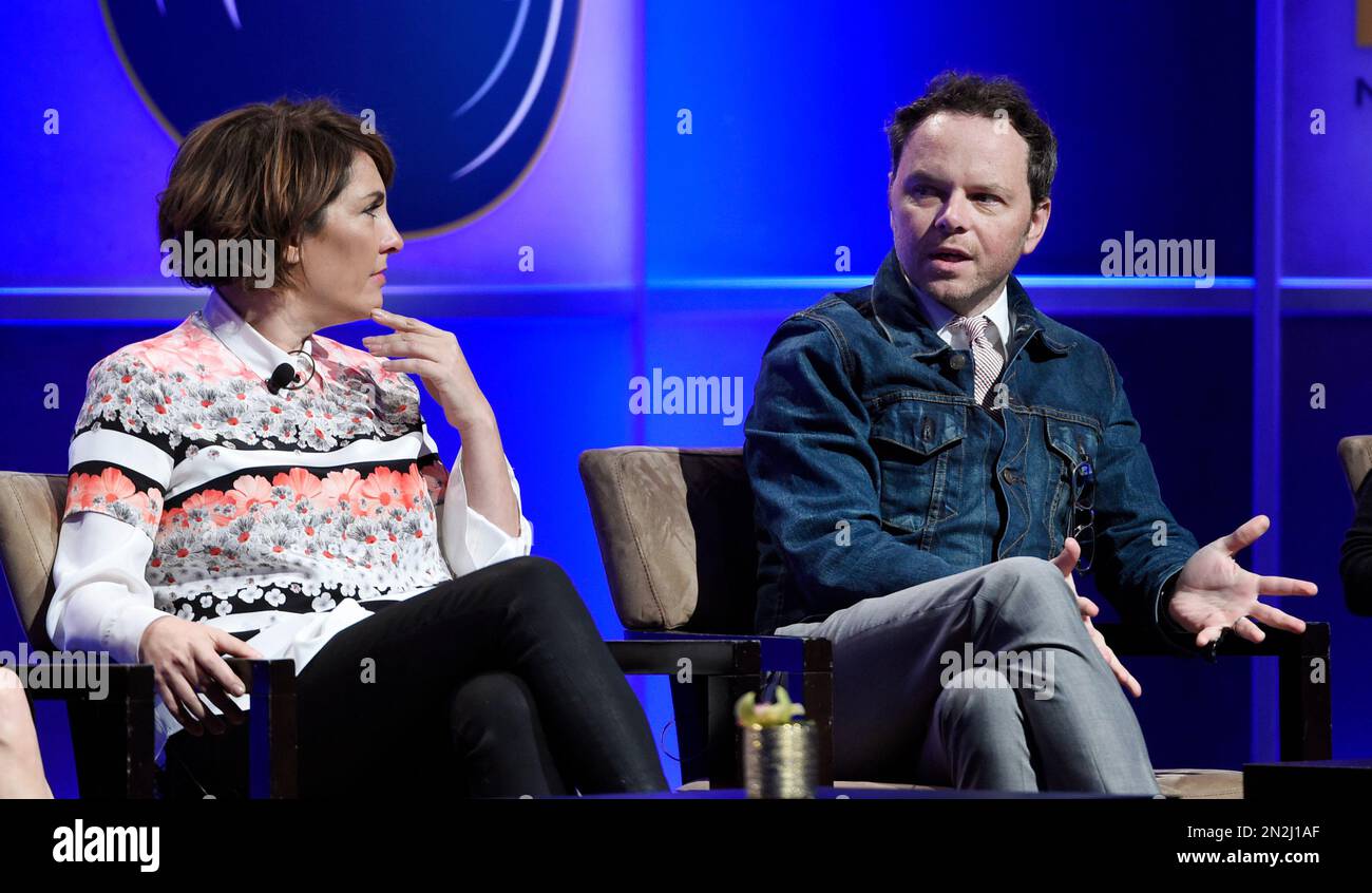 Panelists Jill Soloway, left, and Noah Hawley take part in the 2015 ...