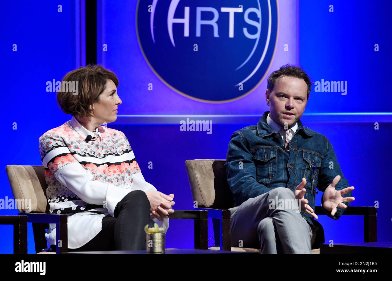 Panelists Jill Soloway, left, and Noah Hawley take part in the 2015 ...