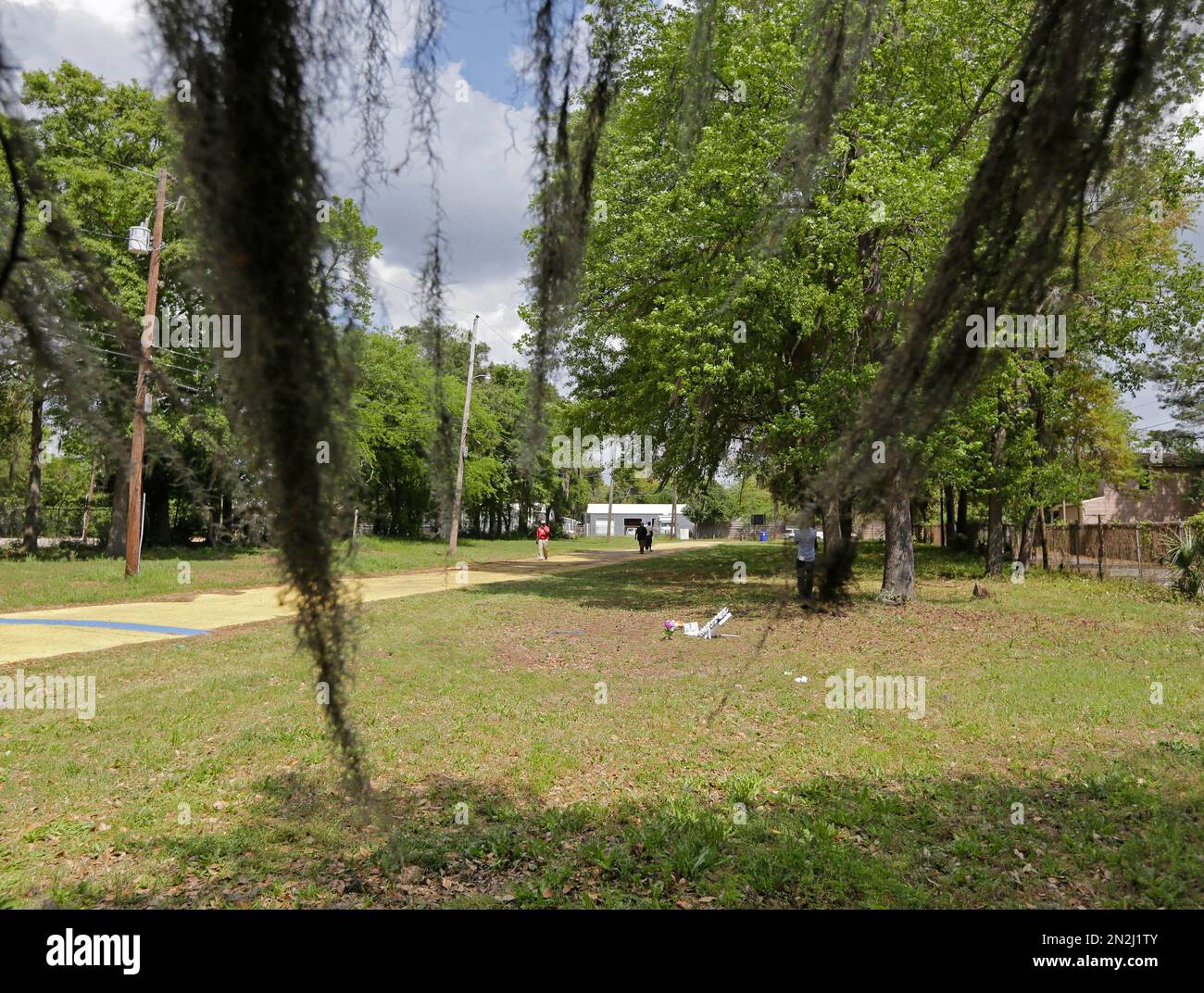 Flowers and a memorial is placed at the site where Walter Scott was killed in North Charleston ...