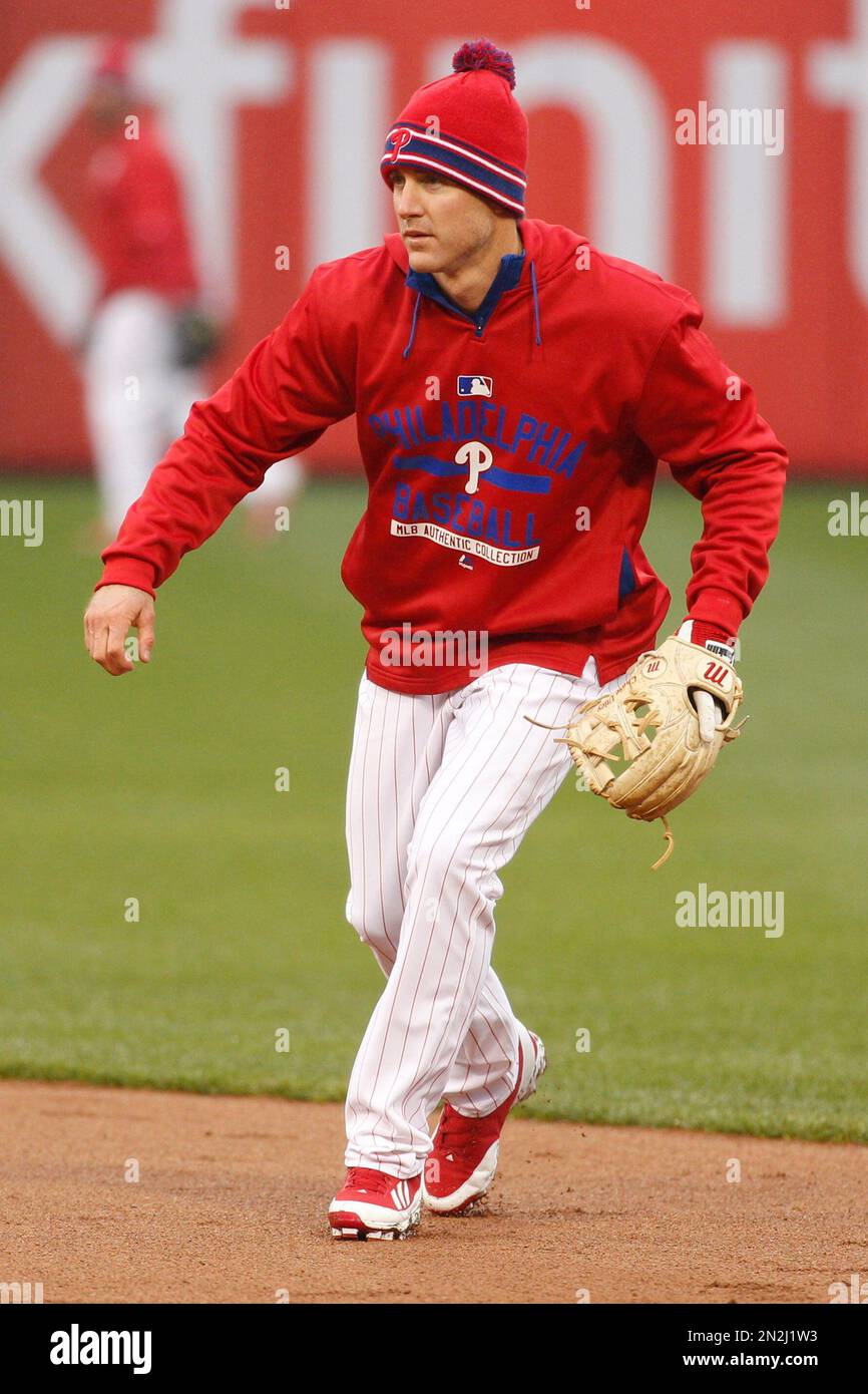 Philadelphia Phillies second baseman Chase Utley in action during warm ...