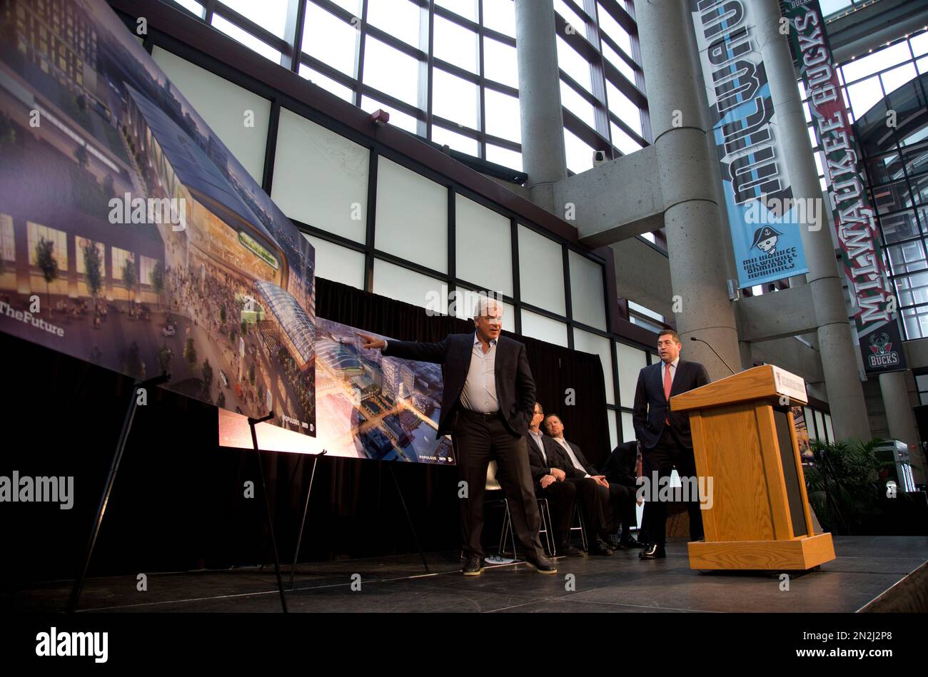 Milwaukee Bucks President Peter Feigin, right, and real estate ...