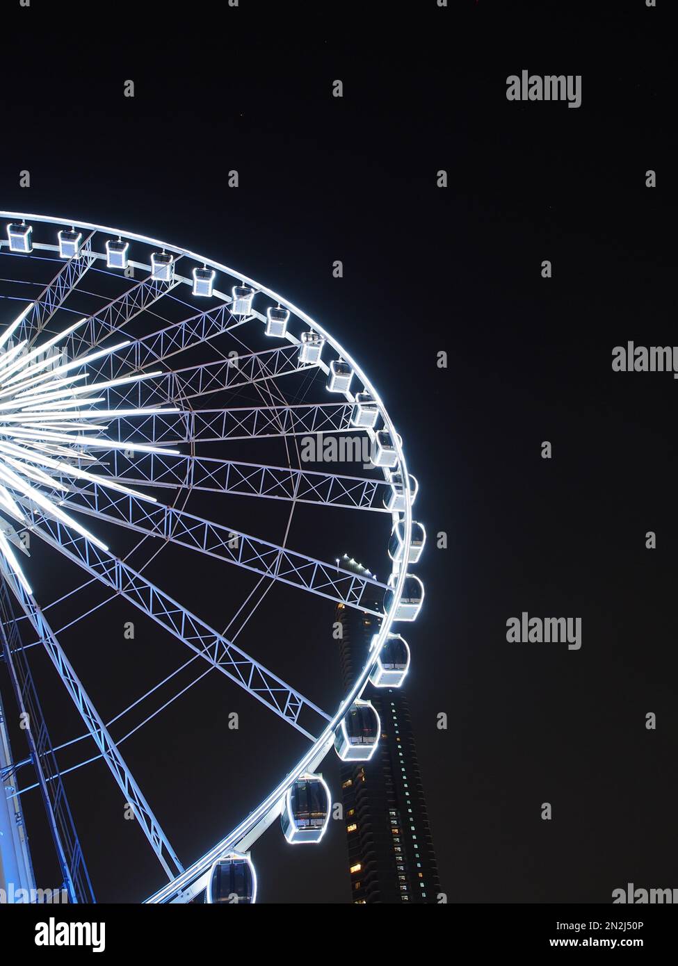 BANGKOK - February 5: Night scene of the Large Ferris wheel in Asiatique, open outdoor community ...