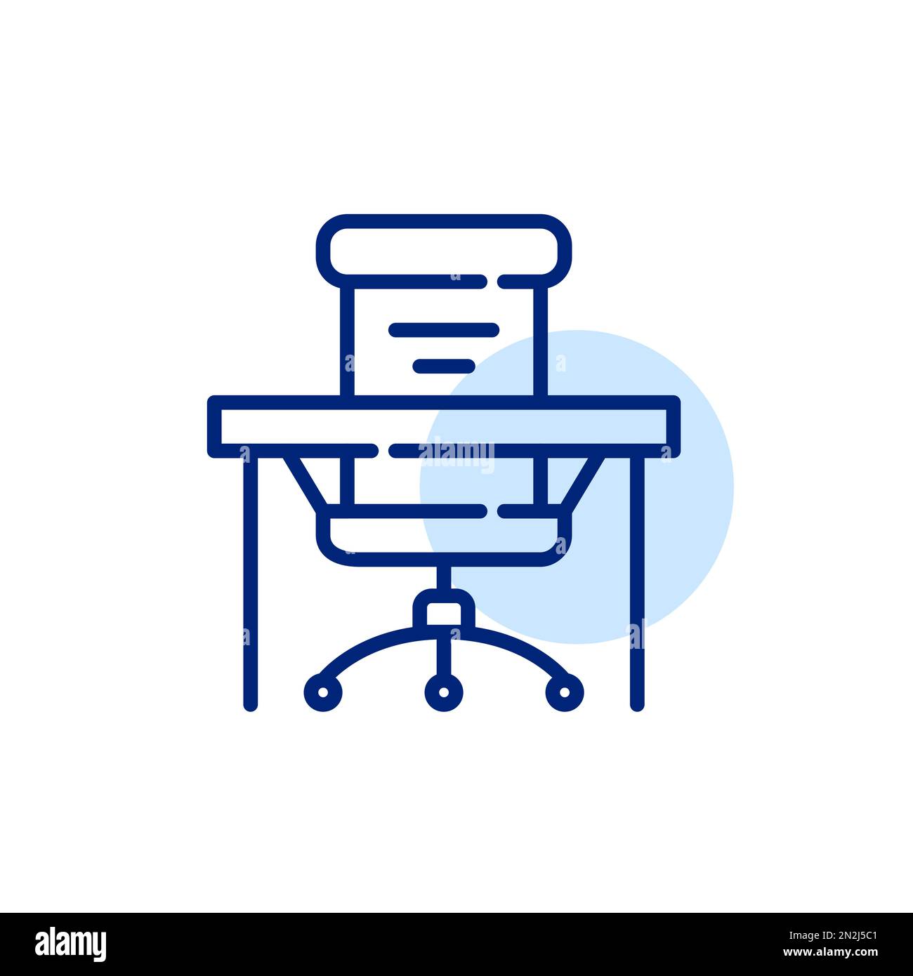 Office chair and desk. Workplace icon. Pixel perfect, editable stroke ...