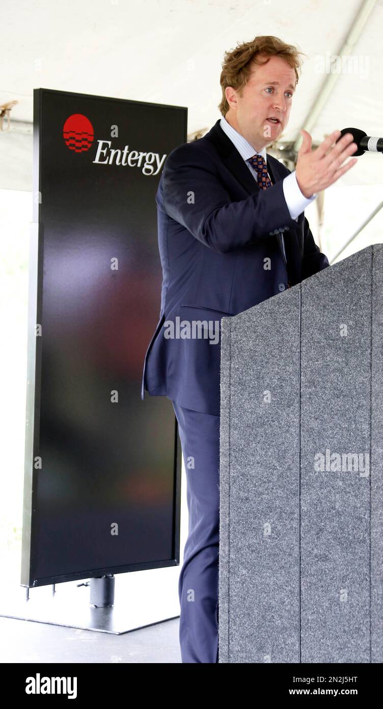 Haley Fisackerly, Entergy Mississippi president and CEO, stands before ...