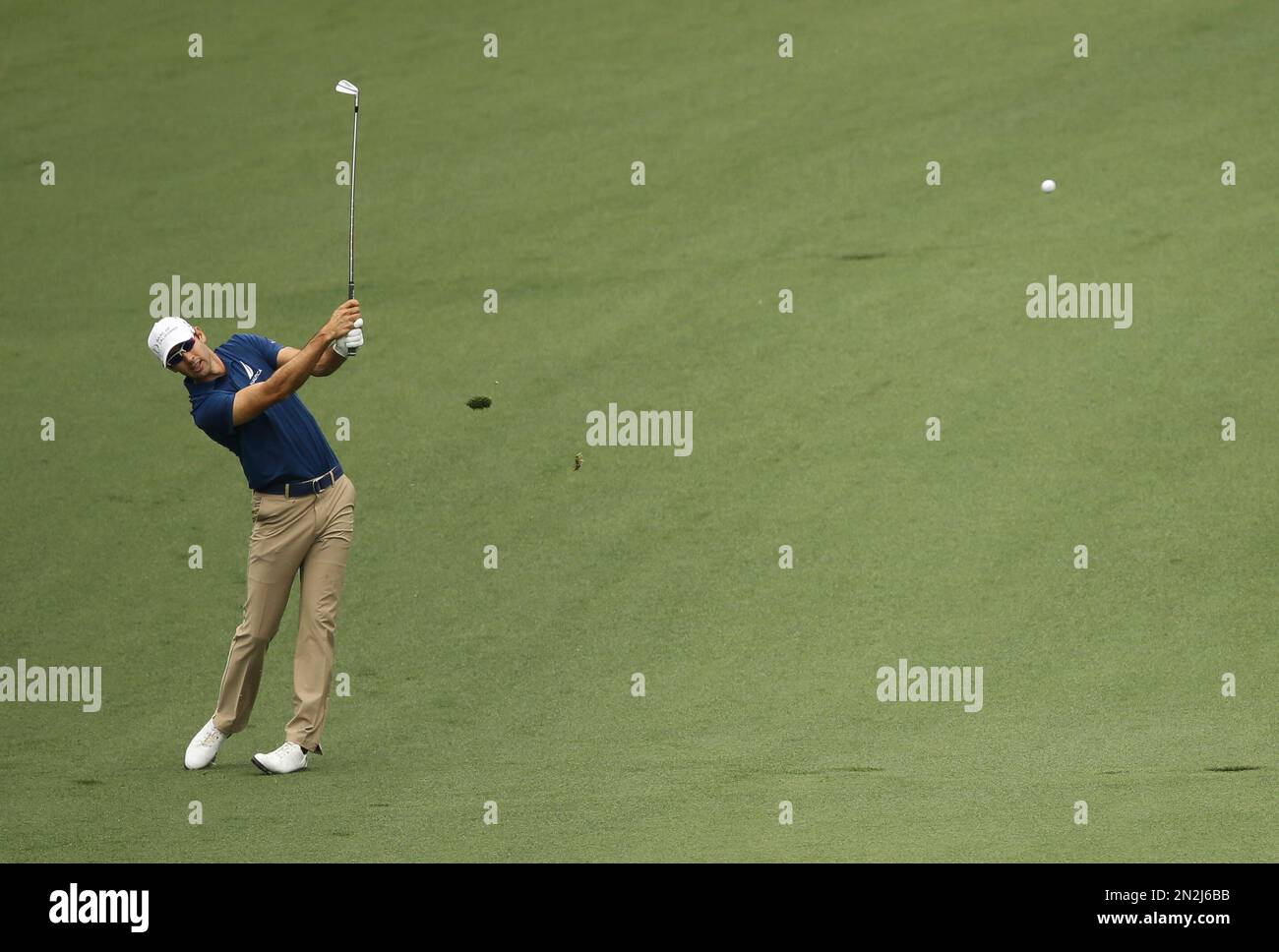 Cameron Tringale hits on the nineth hole during a practice round for ...