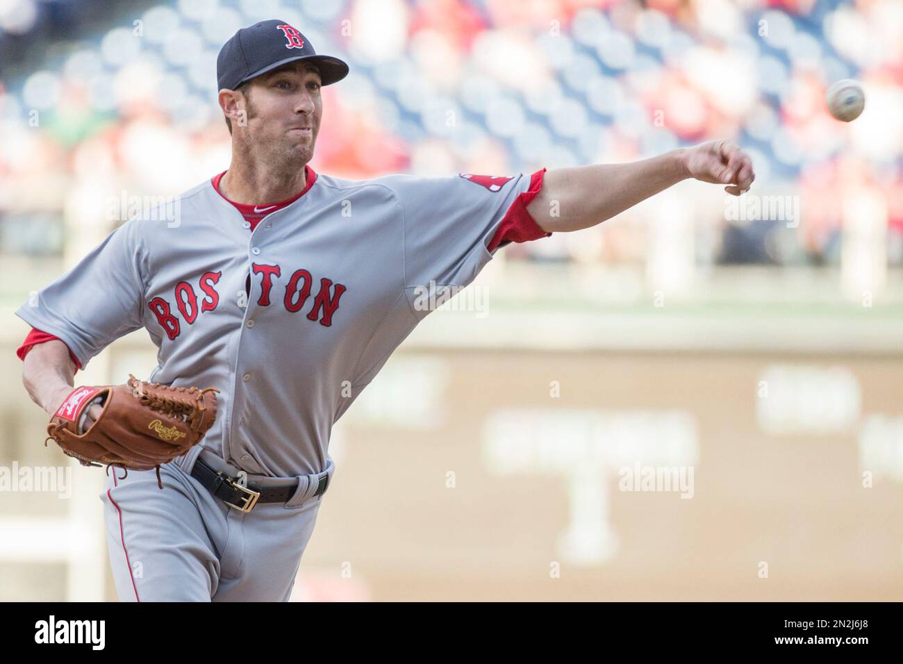 Boston Red Sox relief pitcher Tommy Layne pitches during the ninth ...