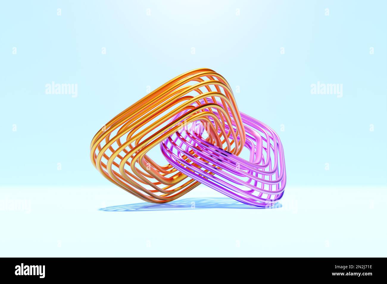 3D illustration of a pink and yellow ring, torus. Fantastic cell.Simple ...