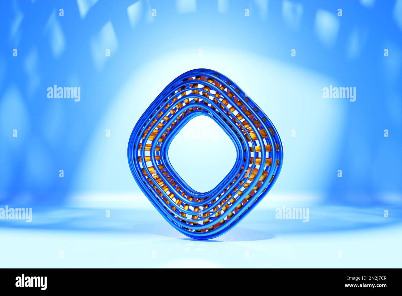 3D illustration of a blue luminous torus shape on white isolated ...