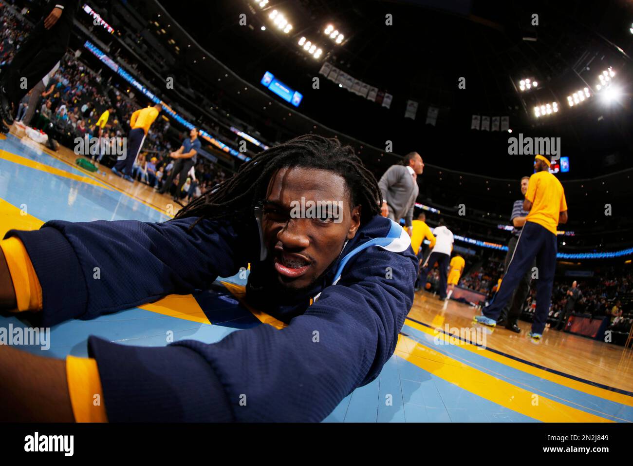 Denver Nuggets forward Kenneth Faried (35) is stretched before facing ...