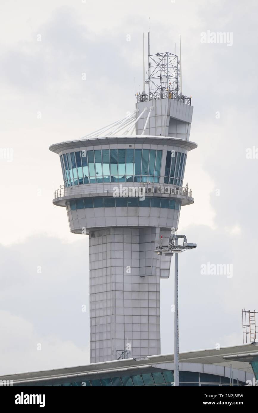 Air traffic control tower of Ataturk Airport in Istanbul City, Turkiye ...