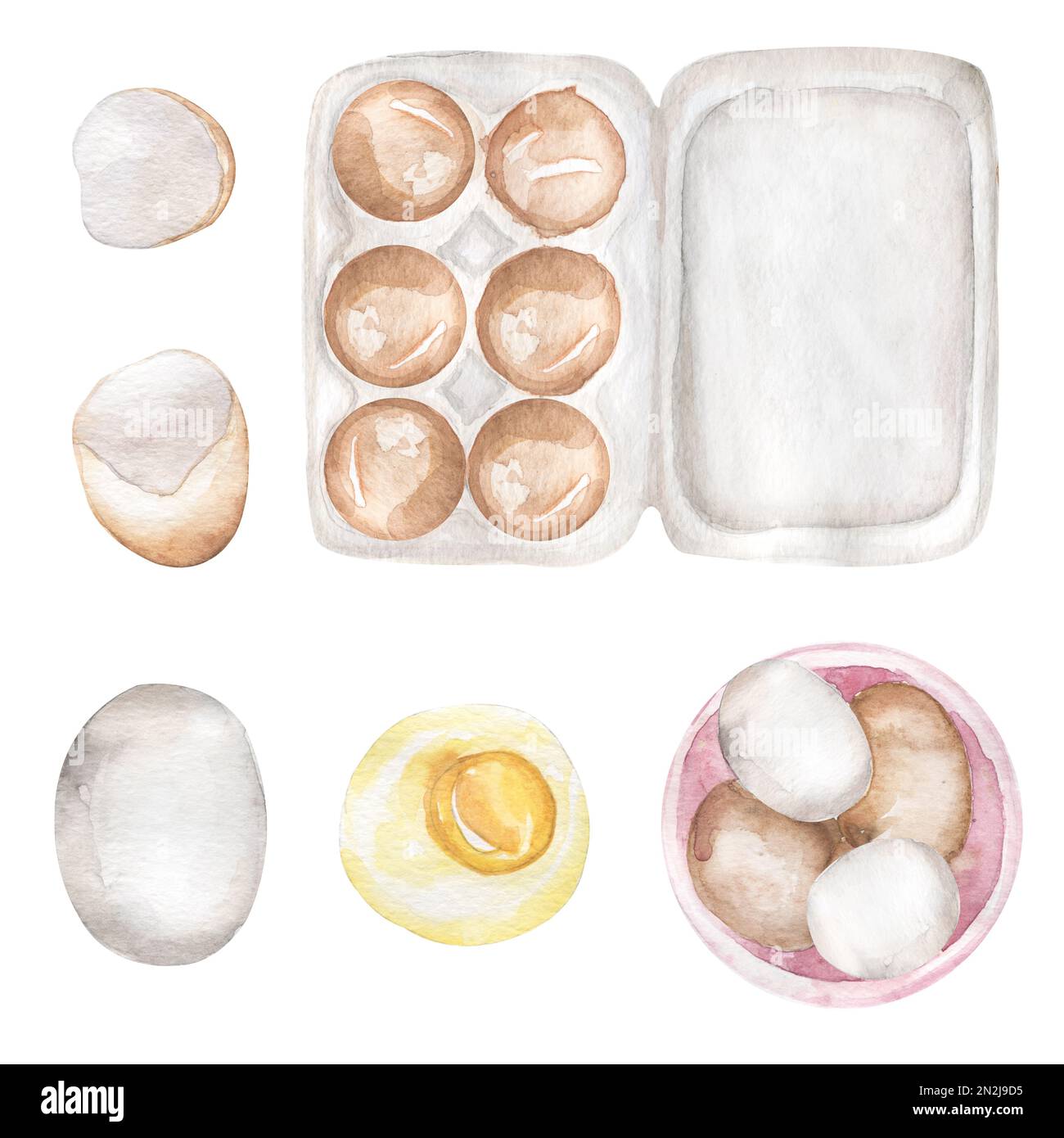 Watercolor Cooking Clipart, Eggs in different variation. Kitchen ...