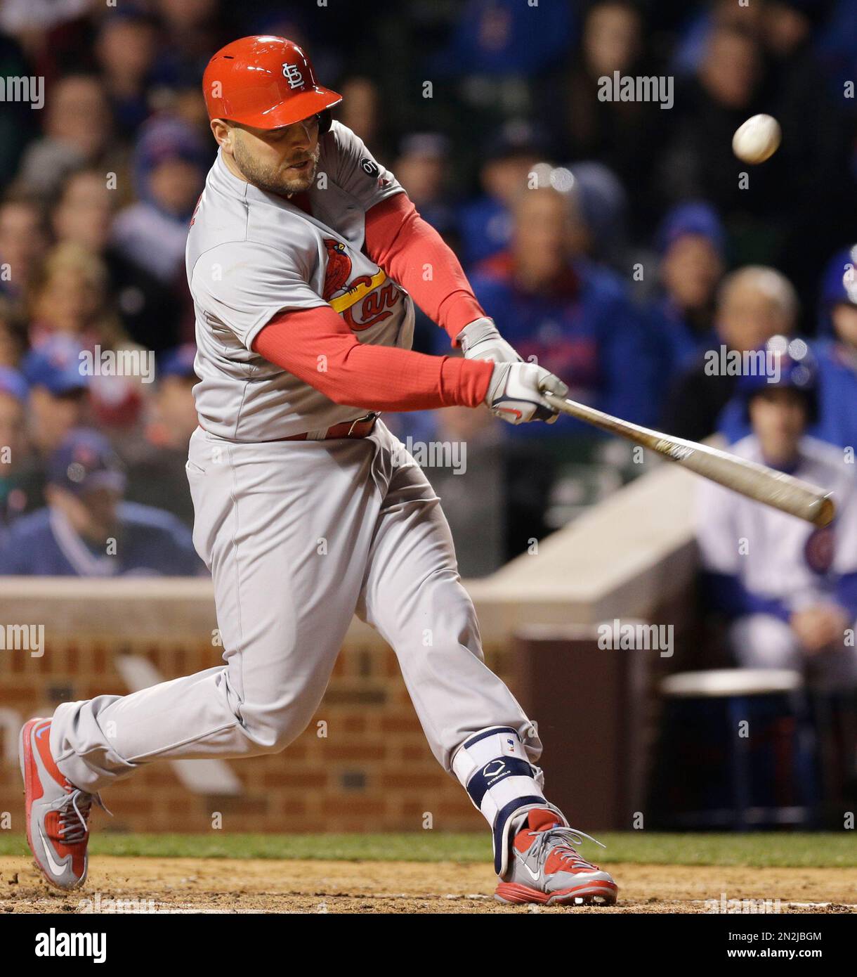 St. Louis Cardinals' Matt Holiday hits a one-run single against the ...