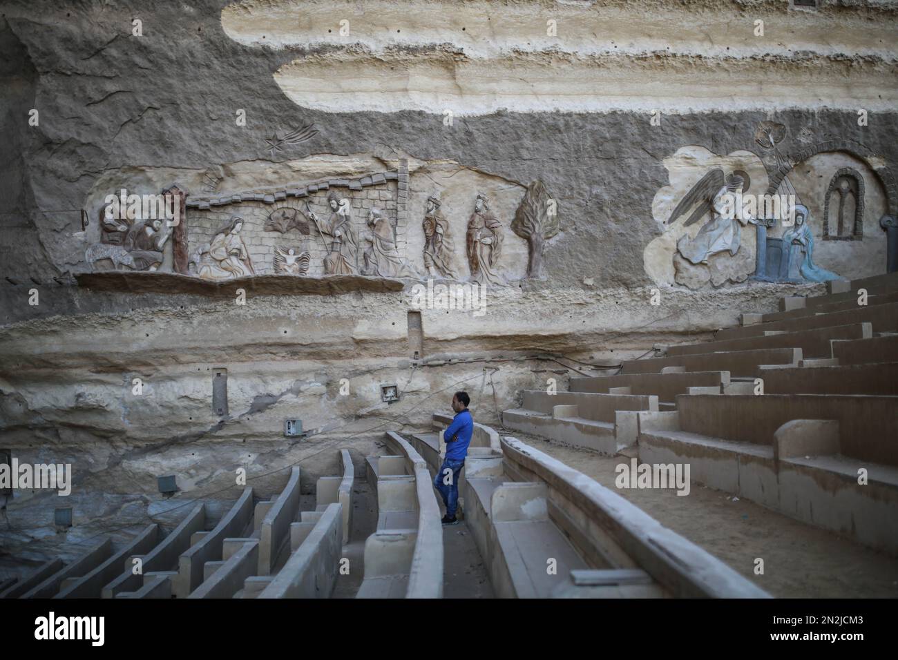 An Egyptian Orthodox Christian celebrates Palm Sunday during a service ...