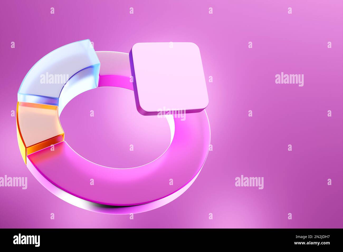 Pink pie chart with several divisions and place for your text, 3D ...