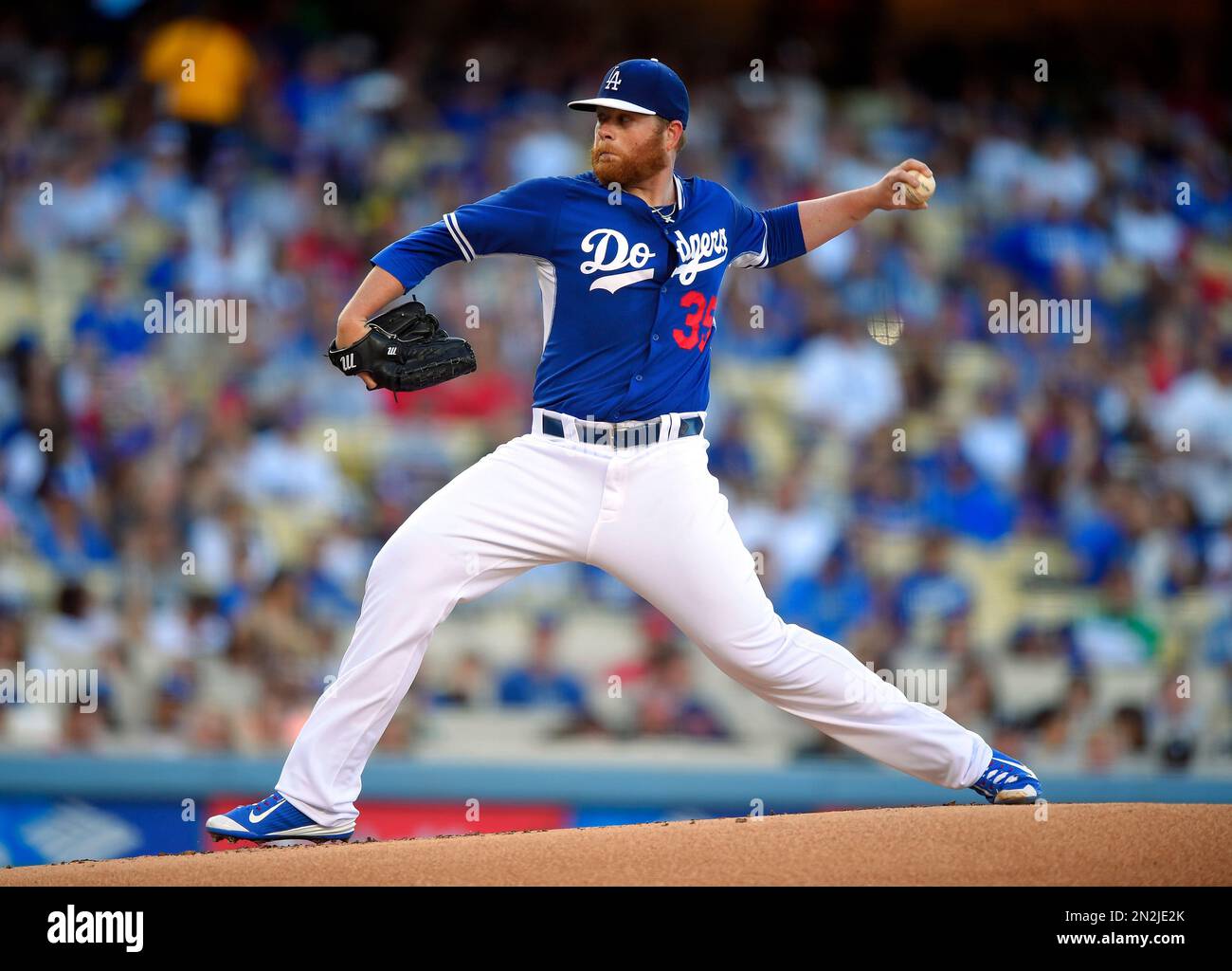 Los Angeles Dodgers starting pitcher Brett Anderson throws to the plate ...