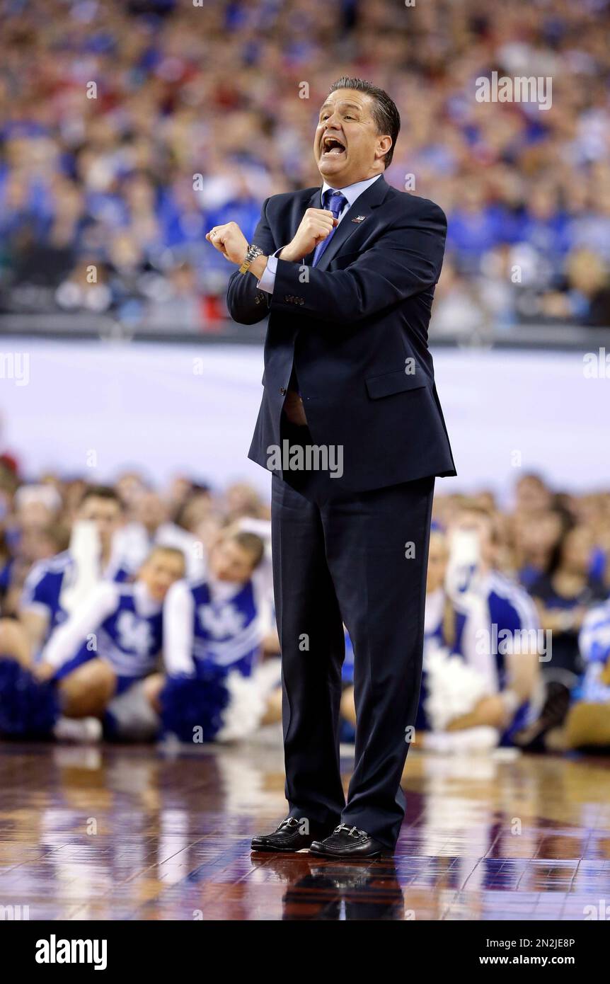 Kentucky head coach John Calipari directs his team during the first ...
