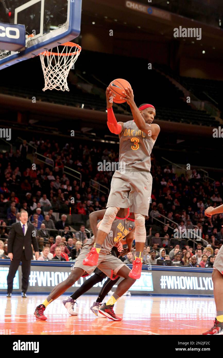 Oak Hill Academy's Terrence Phillips #3 rebounds against Montverde ...