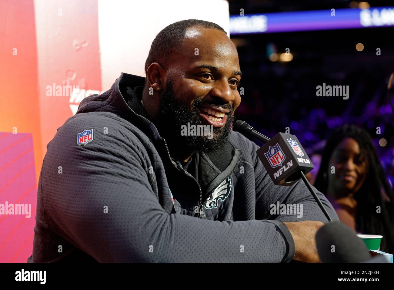Philadelphia Eagles defensive tackle Fletcher Cox speaks to the media ...