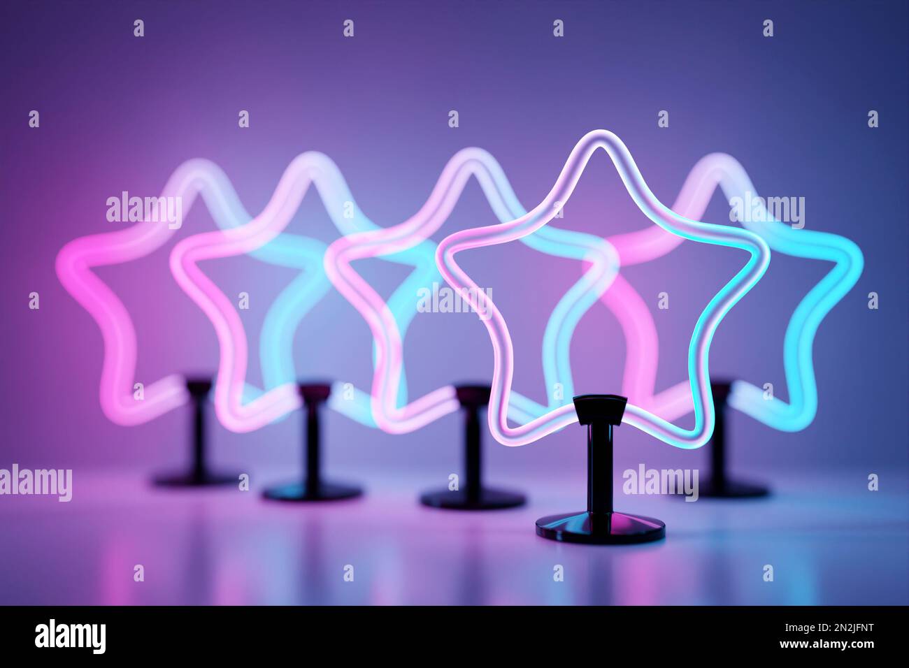 3d illustration realistic isolated neon star sign for decoration and ...