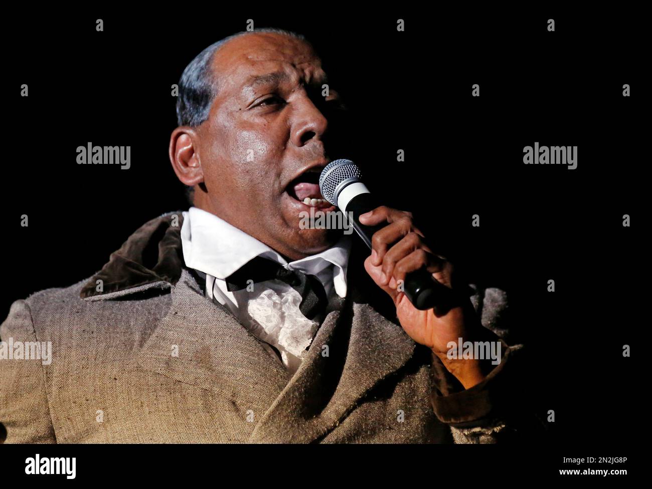 In this March 27, 2015 photograph, Derrick Burt sings 'Ol' Man River ...