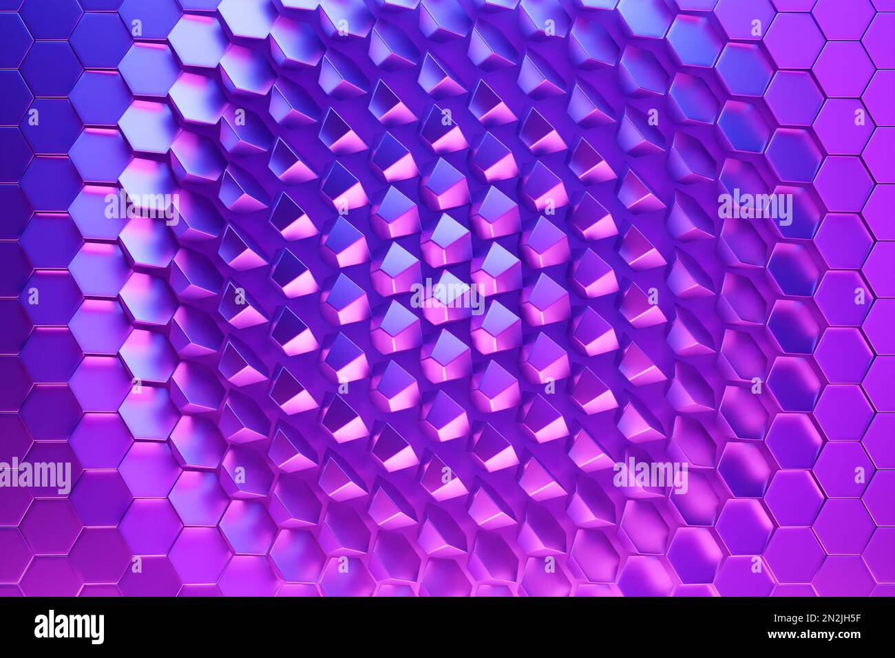 3D rendering. Purple pattern of cylinder under neon lights. Minimalistic pattern of simple ...