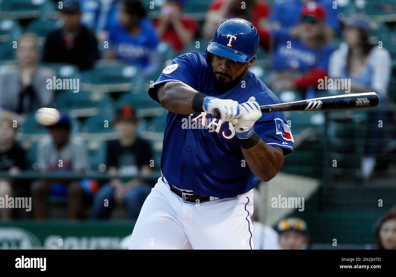 Texas Rangers' Prince Fielder prepares to swing against New York Mets ...
